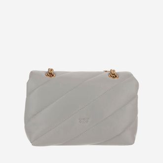 Pinko Womens Mini Puff Bag Grey Leather Shoulder