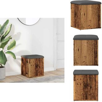 vidaXL Sitzbank mit Stauraum Altholz-Optik 42x42x45 cm Holzwerkstoff - Sitzbank Mit Stauraum - Sitzb&auml;nke Mit Stauraum - Schuhbank - Bank