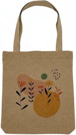 Fabulous Sac Shopping Tote Bag Aspect Lin - Fleurs de Prairie Minimaliste Cottagecore Dessin Moderne - Sac de Courses Toile Epaisse 360g Beige Naturel Cabas Po