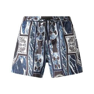 Roberto Cavalli Badeshorts mit Marmorprint und Fang - - Swimwear - Herren - Blau - 3XL