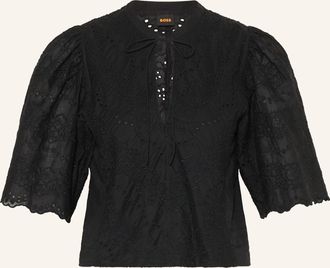 HUGO BOSS Blusenshirt Benvia Aus Lochspitze schwarz