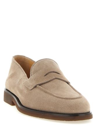 Brunello Cucinelli Suede Penny Loafer - beige