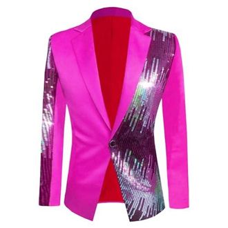 Generic Blazer décontracté pour Homme, Coupe Slim, Veste de Costume Scintillante élégante, Veste de Smoking soirée