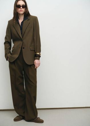 Mango Mocassin en daim bout fronc&eacute; sable - Femme - 35 - MANGO