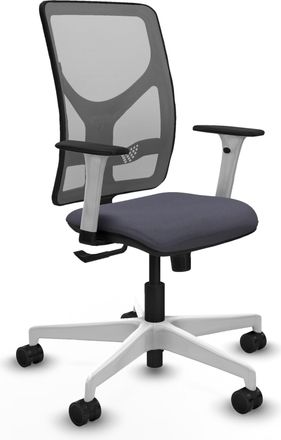 Piqueras y Crespo Schreibtischstuhl aus grauem Netzstoff, mit wei&szlig;en und schwarzen Armlehnen, h&ouml;henverstellbare Lendenwirbelst&uuml;tze. Ausgestattet mit 3 Positionen. Grau/