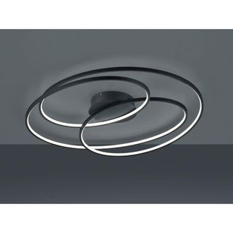 Trio Leuchten Gro&szlig;e LED Deckenlampe GALE Schwarz, dimmbar &uuml;ber Schalter, Breite 80cm