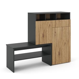 Vicco Schuhschrank Selena, Schuhregal, Anthrazit/Eiche, 125 x 102 cm