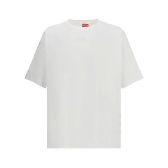 Diesel Homme, Tops, Blanc, Taille: XL T-shirt classique en coton &agrave; col rond