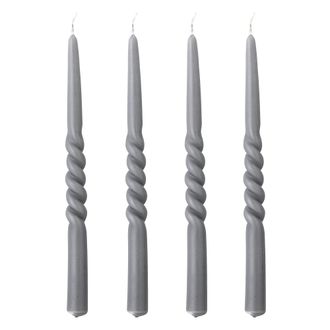 Bloomingville Kerze Twist, grau, Paraffin, 4er Set
