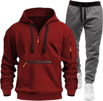 Generic Hommes Jogging Survêtement, Veste Sweat Manches Longues Et Pantalon De Jogging Ensemble De 2 Pièces, Loisirs Et Confortable, Sportswear Gym Élégant Co