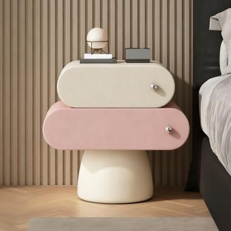 Generic Nachttische, Nachttisch Mit Drehbarer Schublade Und Zylindrischen Schrankbeinen Aus Massivholz, Abgerundete Ecken for Schreibtischlampe, B&uuml;Cher