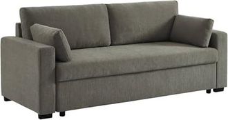 Sweeek Canap&eacute; Convertible 3 Places Tissu Chenille Gris fonc&eacute; L 211 x P 90 x H 86 cm - Easy