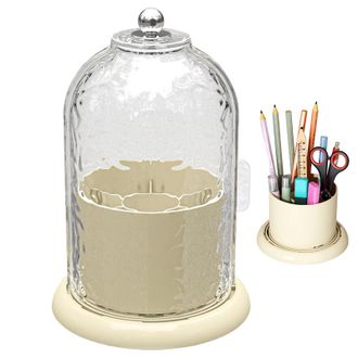 Generic B&uuml;rstenhalter, 21,8 x 14,5 cm, transparenter Schminktisch-Organizer, wasserdichter Kosmetik-Vitrine mit Schiebedeckel, Beh&auml;lter f&uuml;r Pinsel D