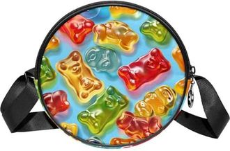 Generic Sac &agrave; bandouli&egrave;re circulaire pour femme, petit sac &agrave; bandouli&egrave;re avec fermeture &eacute;clair, bretelles r&eacute;glables, sac &agrave; main rond d&eacute;contract&eacute; pour femmes e