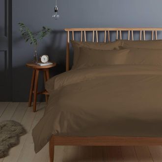 Pizuna 400 Fadenzahl aus Baumwolle Bettw&auml;sche Holziges Braun, 100% Langstaple Baumwolle Bettbezug und Kissenbezug, 100% Baumwolle Mako Satin 2-Teilig Bettw&auml;s