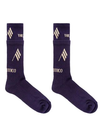 The Attico chaussettes en coton à logo - Bleu
