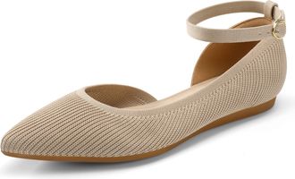 Dream Pairs Damen-Schuhe, l&auml;ssig, spitzer Zehenbereich, Ballett-Komfort, weiche Slip-on-Flachschuhe,Size 39,Nackt,SDFA2351W