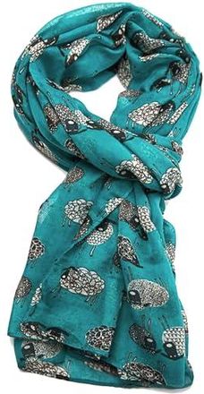 GFM Écharpe imprimé animal : mouton, Bleu sarcelle- (SH-88-TLNL)