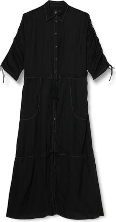 Pinko Damen Belfagor Twill-Kleid Viskose Lässiges Abendkleid, Z99_Schwarz Limousine, S