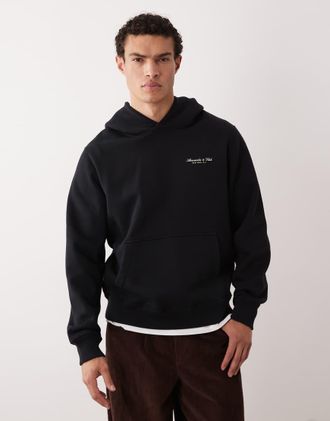Abercrombie & Fitch Sweat &agrave; capuche oversize de qualit&eacute; sup&eacute;rieure - Noir