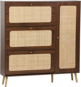 Sweeek Schuhschrank mit Rohrgeflecht und 3 Klapptüren