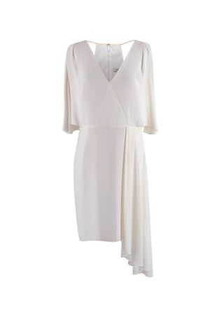 Halston Heritage Cream Chiffon Asymmetric Dress Size L