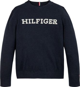 Tommy Hilfiger Strickpullover MONOTYPE REGULAR SWEATER Baby bis 2 Jahre, mit aufgesticktem Logo