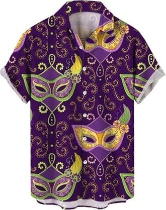 Generic Costume de carnaval pour homme - Chemise &agrave; manches courtes - Chemise de loisirs l&eacute;g&egrave;re et respirante - Coupe ajust&eacute;e - Chemise de vacances boutonn&eacute;e -