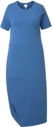 Ulla Popken Midikleid Maxikleid drapiert Rundhals Halbarm. Biobaumwolle