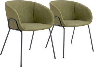 Happy Garden Happy Garden - Lot de 2 chaises en simili vert andr&eacute;