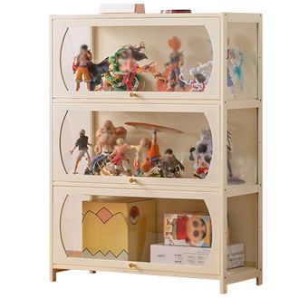 Generic Transparente Vitrine, Display Cabinet mit Hochklappbaren Türen, Große Lagerkapazität, for Spielzimmer, Büro(White 3,80cm/31.5in)