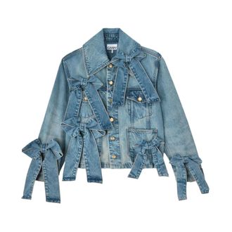 Ganni Femme, Vestes, Bleu, Taille: 36 FR Veste en denim rigide l&eacute;g&egrave;re