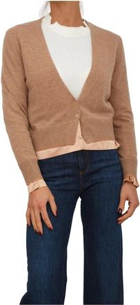 Nenette Femme, Pulls, Brun, Taille: 38 FR Cardigan Inserto CDC Cashmere Blend Cammello