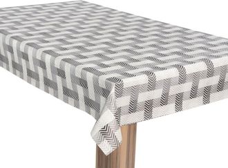 Laro Wachstuch-Tischdecke Wachstischdecke Gartentischdecke Streifen Fließband Grau Weiß, Muster:Streifen Fließband Grau Weiß, Größe:100x130