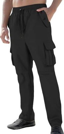 Generic Pantalon cargo &agrave; coupe droite pour homme avec poches utilitaires pour un usage quotidien et les voyages avec cordon de serrage &agrave; la taille, pantalon d