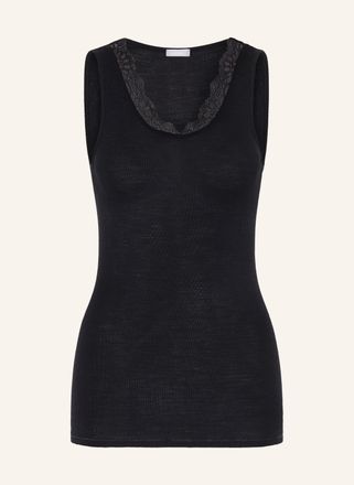 Hanro Top Woolen Lace Mit Merinowolle Und Seide schwarz