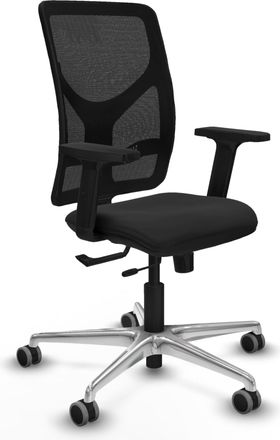 Piqueras y Crespo B&uuml;rostuhl aus schwarzem Kunstleder, mit 2D-Armlehnen, h&ouml;henverstellbare Lendenwirbelst&uuml;tze, ausgestattet mit Syncro/Traslack und Schneideschaum, Schwa