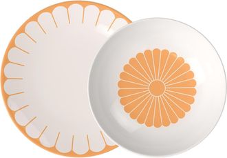 Villeroy & Boch Fleur Soleil Tafelservice 12-teilig, Speiseteller (27 cm) und Suppen-/Pastaschalen (24 cm) für 6 Personen, Teller-Set, Spülmaschinenfest & Mikrowellen