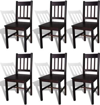 vidaXL Vidaxl - Chaises &agrave; manger lot de 6 marron fonc&eacute; pin&egrave;de