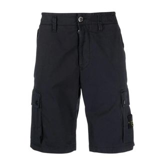 Stone Island Homme, Shorts, Bleu, Taille: W33 Short Cargo &agrave; Patch Compass