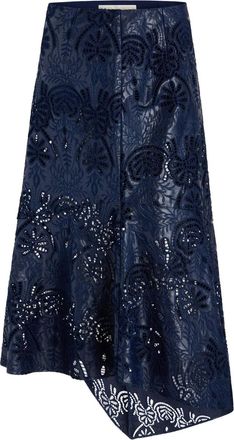 Marie Oliver jupe asymétrique Casey à dentelle fleurie - Bleu