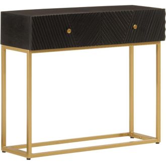 vidaXL Table console noir 90x30x76 cm bois massif de manguier et fer Vidaxl