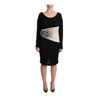 Roberto Cavalli Schwarz Silber Etuikleid in Kniel&auml;nge - - Dresses - Damen - Mehrfarbig - 2XL