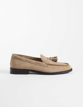Asos Loafer in Taupe mit Quasten- und Schn&uuml;rdetails-Neutral