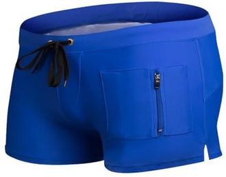 Generic HUIWDP Maillot de bain pour homme avec poche zipp&eacute;e et doublure en maille, bleu, XXL