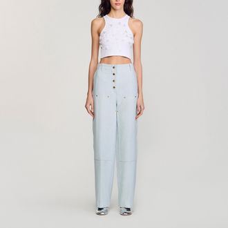 Sandro D&eacute;bardeur perl&eacute; et strass&eacute;