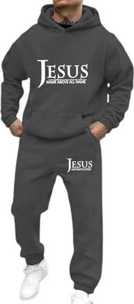 Generic Surv&ecirc;tement pour homme - Ensemble complet avec imprim&eacute; lettres - Sweat &agrave; capuche ample - Jambe droite - Pantalon de surv&ecirc;tement d&eacute;contract&eacute; - Sport qu