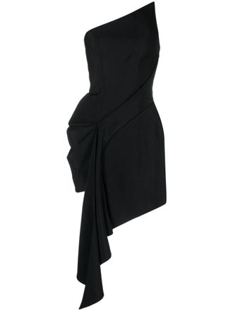 MUGLER robe courte drap&eacute;e &agrave; design asym&eacute;trique - Noir