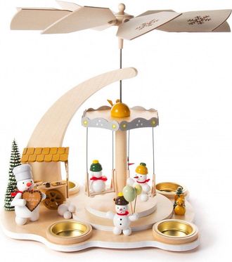 Dregeno Seiffen eG Dregeno Erzgebirge - Pyramide Schneemann-Karussell für Teelichte