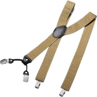 DonDon bretelles homme large 3,5 cm avec 4 clips bretelles homme travail extra fort, élastique et réglable en longueur Losange beige